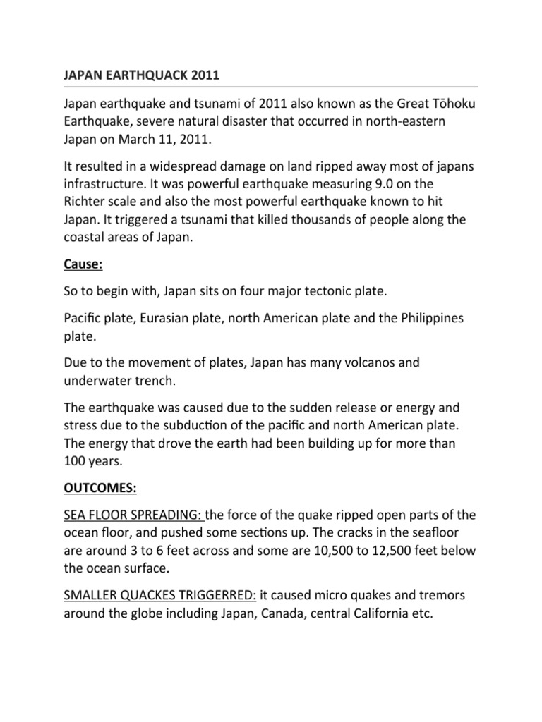2011 Japan Earthquake Overview | PDF | Social Science