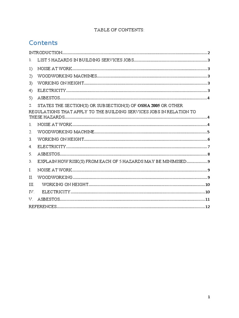 Table of Contents | PDF | Asbestos | Occupational Safety And Health
