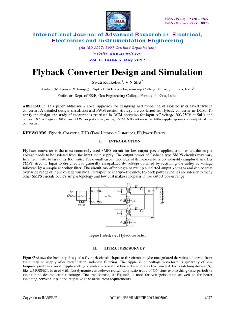 Flyback Converter Design and Simulation | PDF | Transformer | Rectifier
