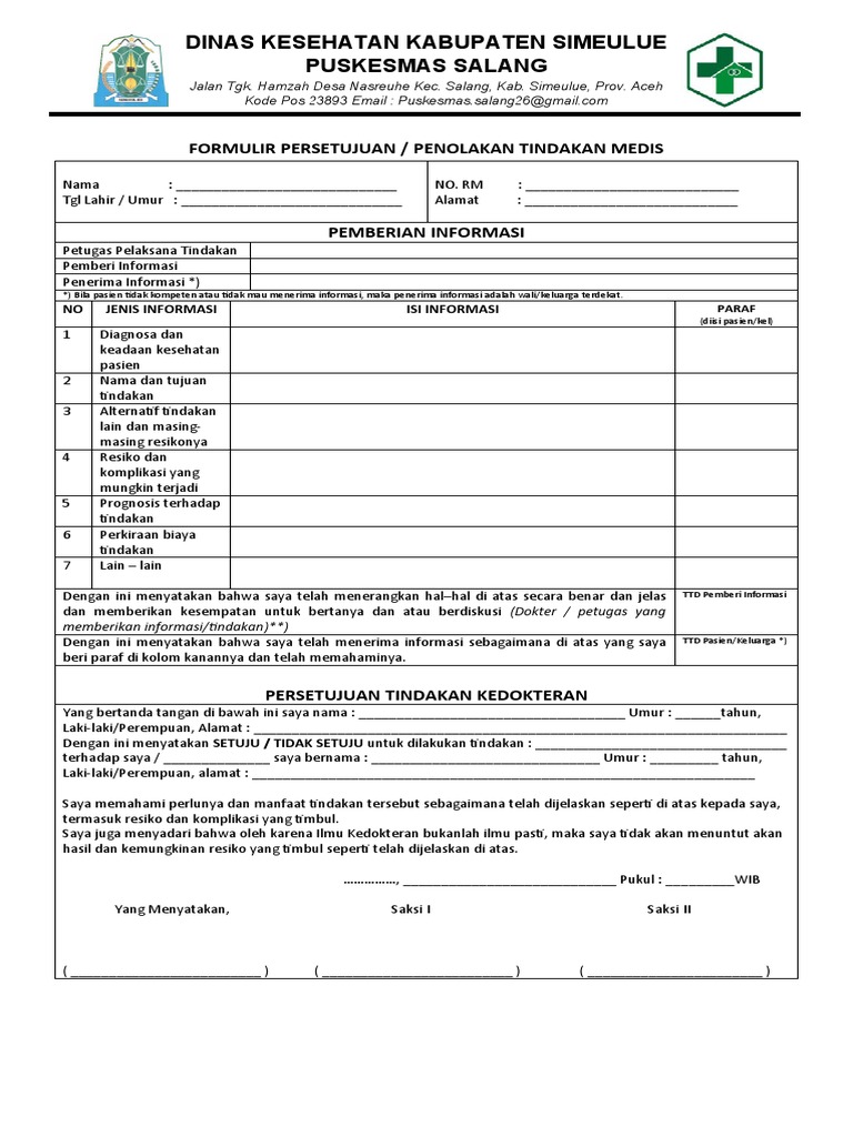 Informed Consent. PKM SALANG | PDF | Ilmu Sosial | Pengembangan Diri