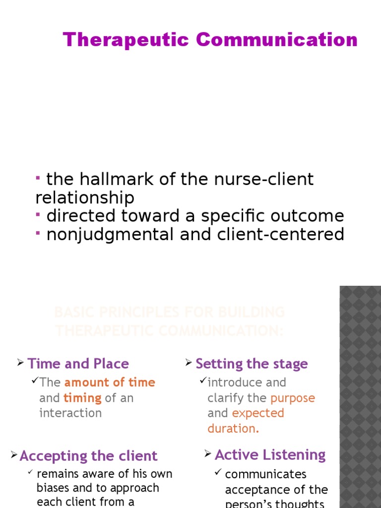 Principles of Therapeutic Communication | PDF | Nonverbal Communication ...