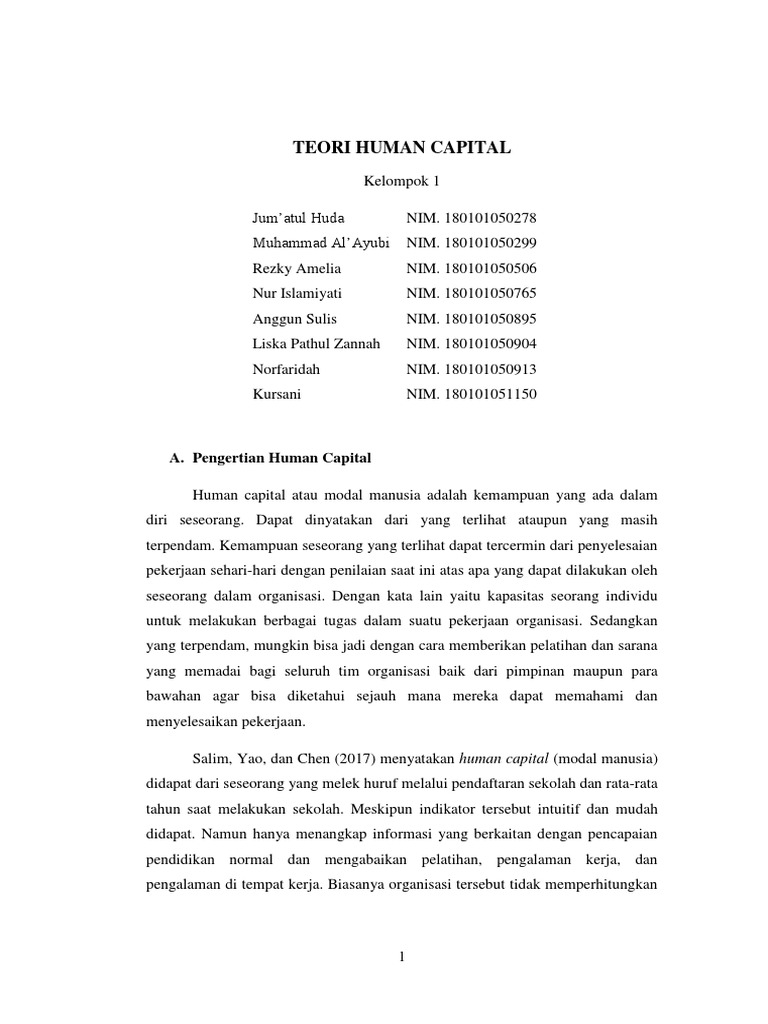 Teori Human Capital PDF | PDF