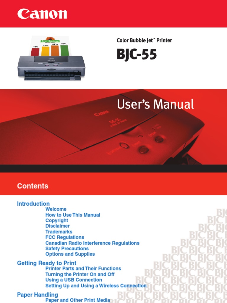 Canon BJC55 User Manual | PDF | Electrical Connector | Printer (Computing)