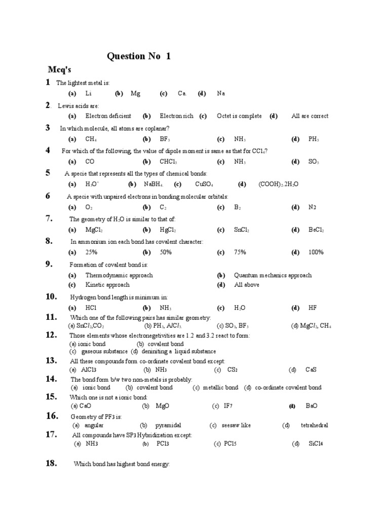 1 Chemistry 1st Year Chapter 6 Full | PDF | Chemical Bond | Chemical ...