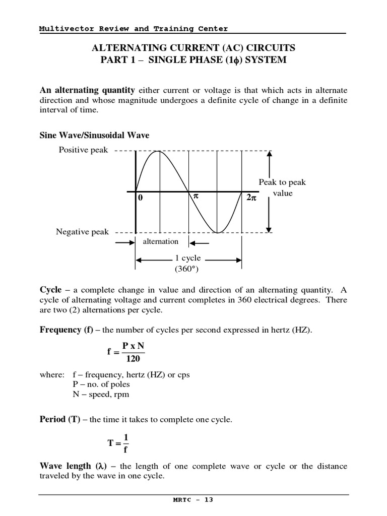 Alternating Current (Ac) Circuits Part 1 - Single Phase (1) System | PDF | Root Mean Square | Ac ...