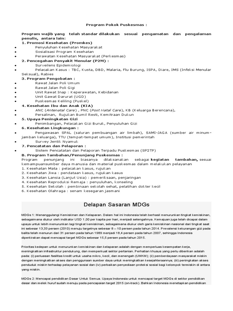 Program Pokok Puskesmas | PDF