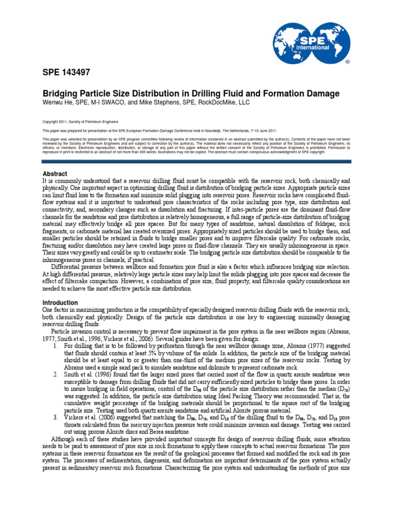 Bridging Particle Size Distribution in Drilling Fluid and Formation ...