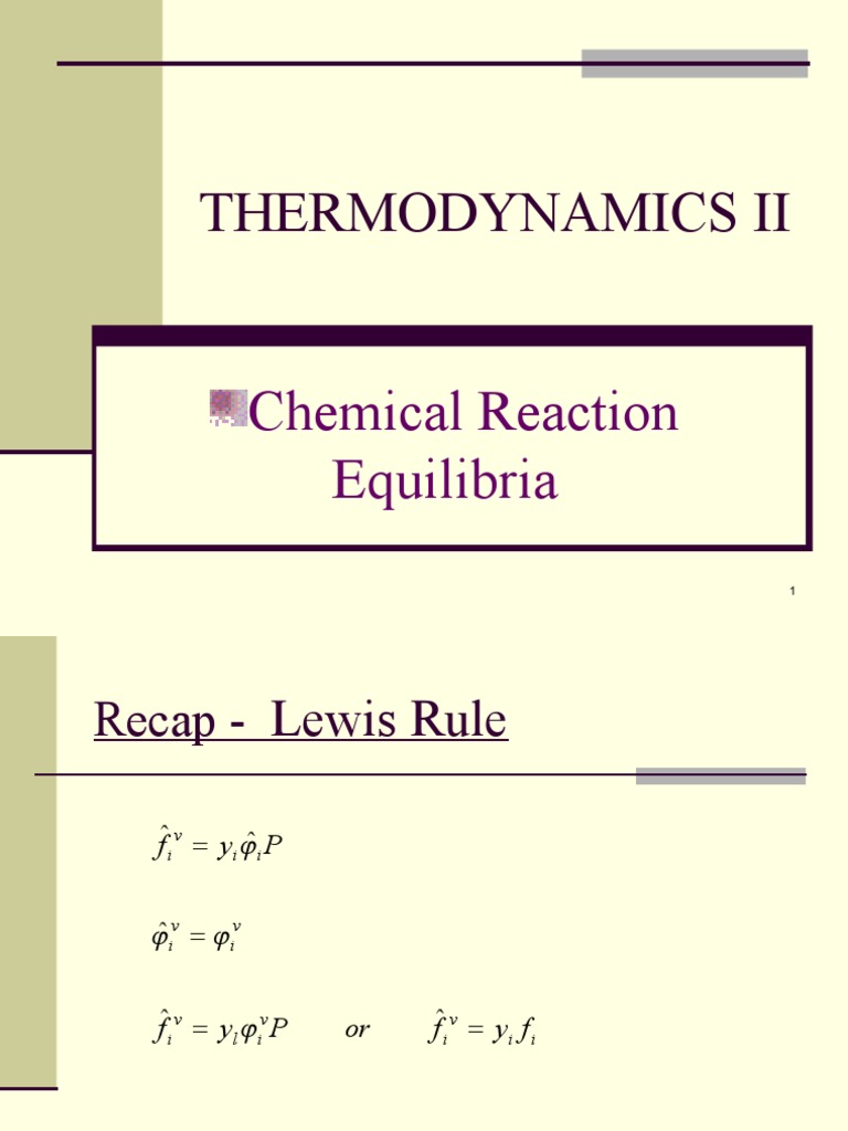 Thermodynamics Ii: Chemical Reaction Equilibria | PDF | Stoichiometry ...