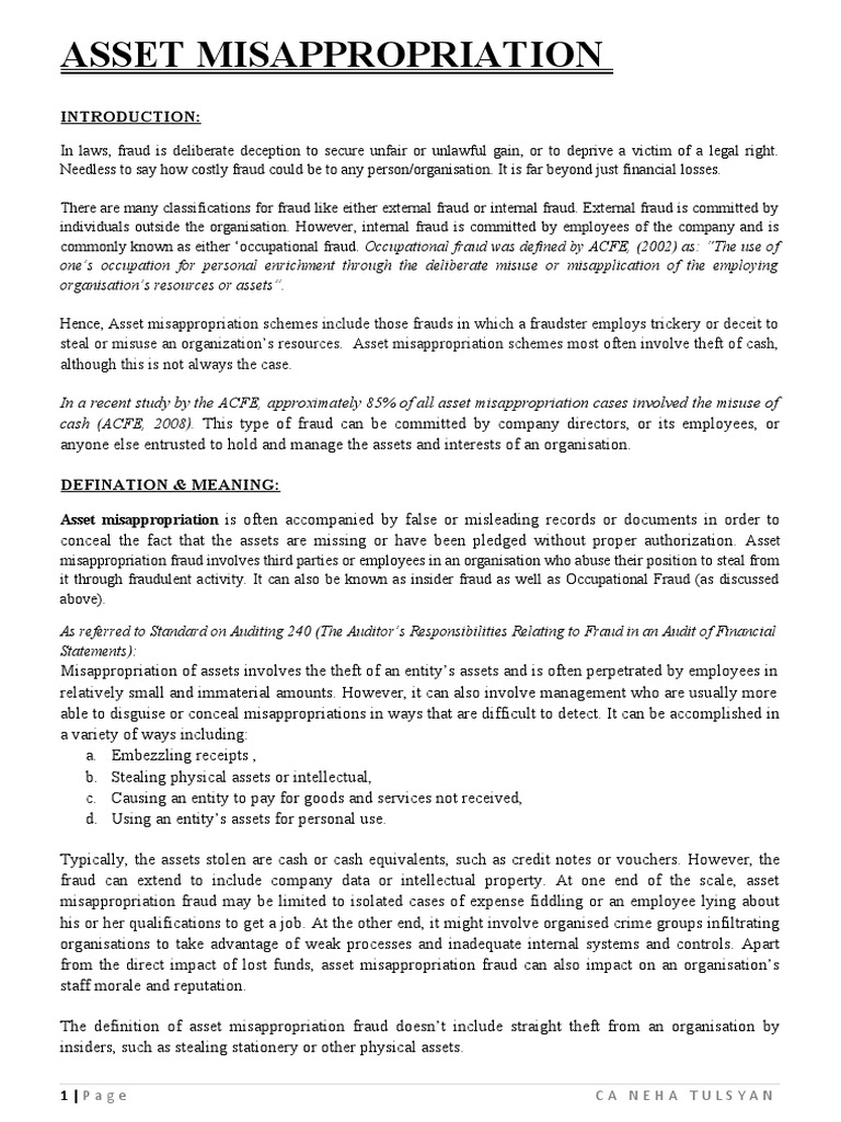 Asset Misappropriation (Research Paper) | PDF | Fraud | Cheque