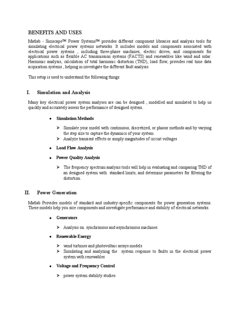 BENEFITS AND USES MAtlab | PDF | Electric Power Transmission | Electric ...