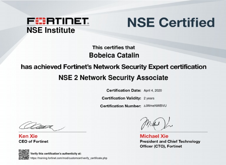 NSE 2 Certification Verification Guide | PDF