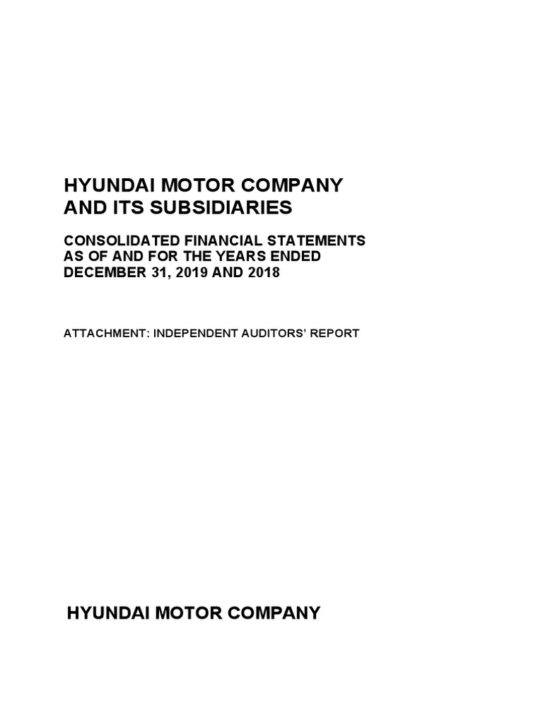Hyundai Motor Company 2019 Consolidated Financial Statements and ...
