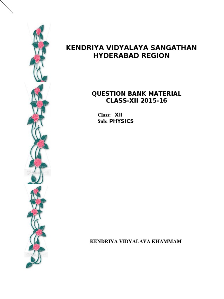 Question Bank Class Xii Physics | PDF | Photoelectric Effect ...