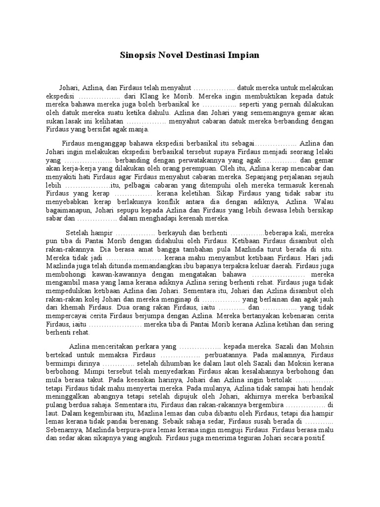 Sinopsis Novel Destinasi Impian | PDF