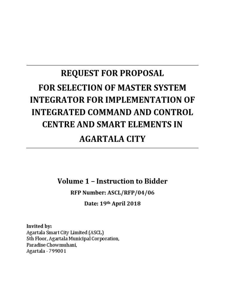 Smart City RFP PDF | PDF | Request For Proposal | Specification (Technical Standard)