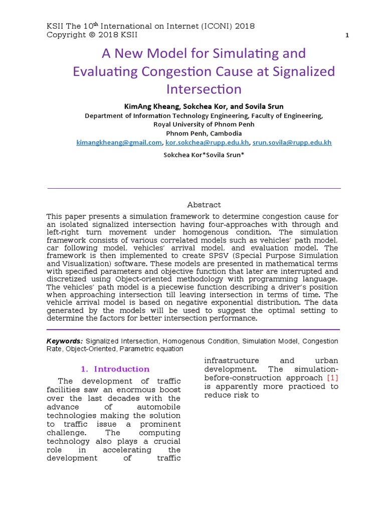 A New Model For Simulating And Evaluating Congestion Cause At Signalized Intersection Pdf