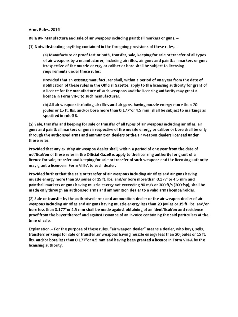 Arms Rules 2016 | PDF | Rifle | License