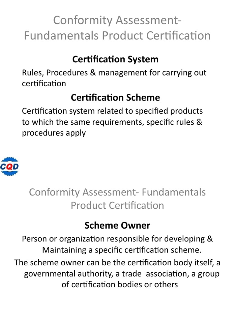 Conformity Assessment - Fundamentals Product Certification | PDF ...