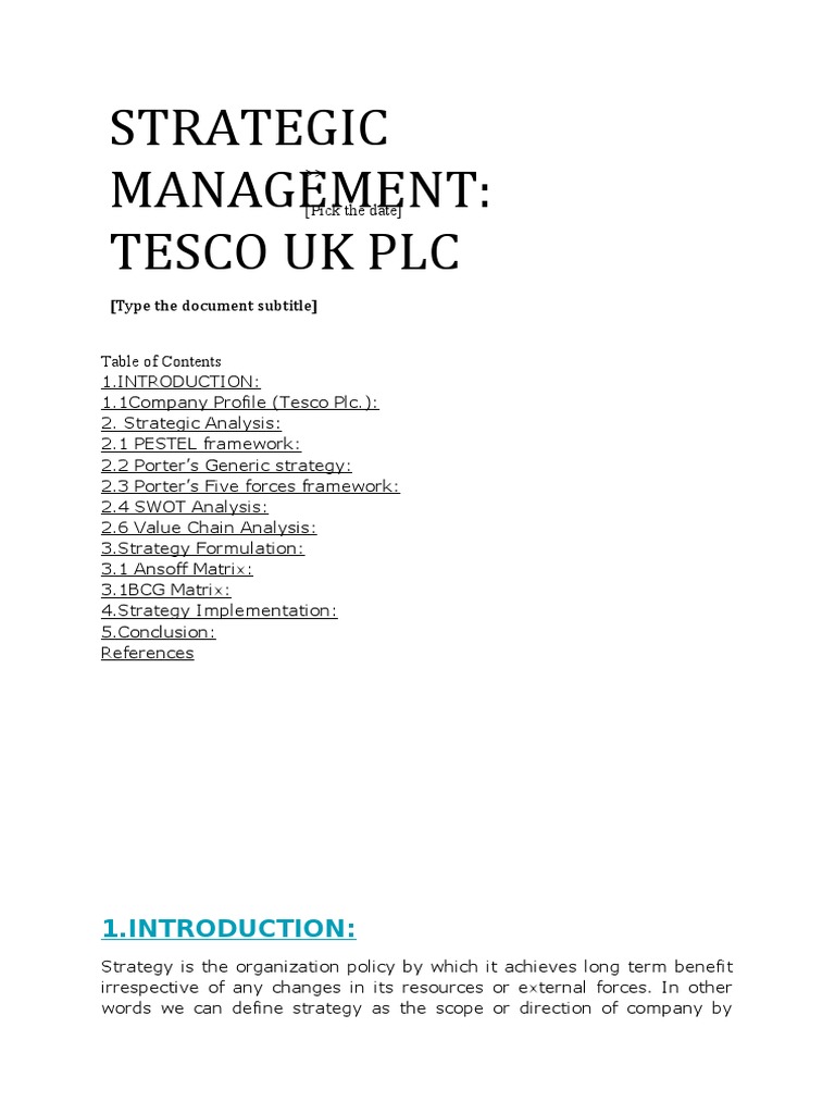 Tesco - STRATEGIC MANAGEMENT | PDF | Tesco | Strategic Management