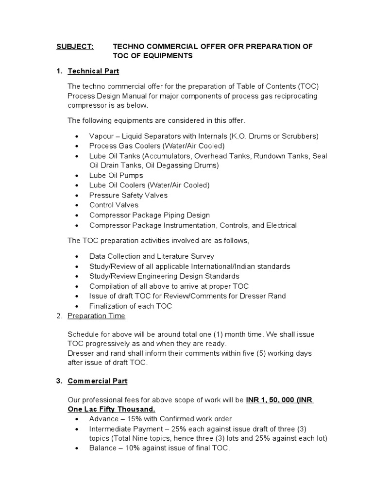 Techno Commercial Offer - 1 | PDF