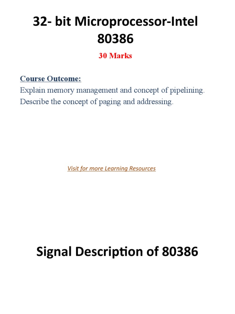 32 - Bit Microprocessor-Intel 80386 | PDF | Input/Output | Digital Electronics