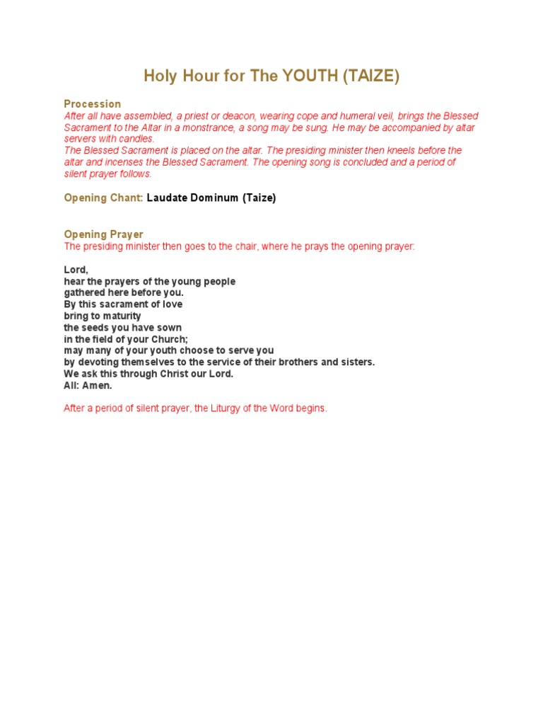 ADORATION - TAIZE For The YOUTH | PDF | Blessing | Eucharist