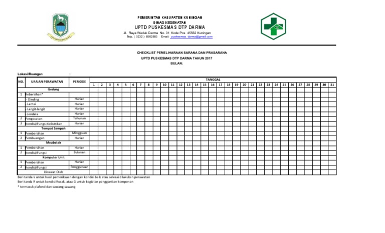 Checklist Harian-Pemeliharaan-Sarana-Dan-Prasarana | PDF