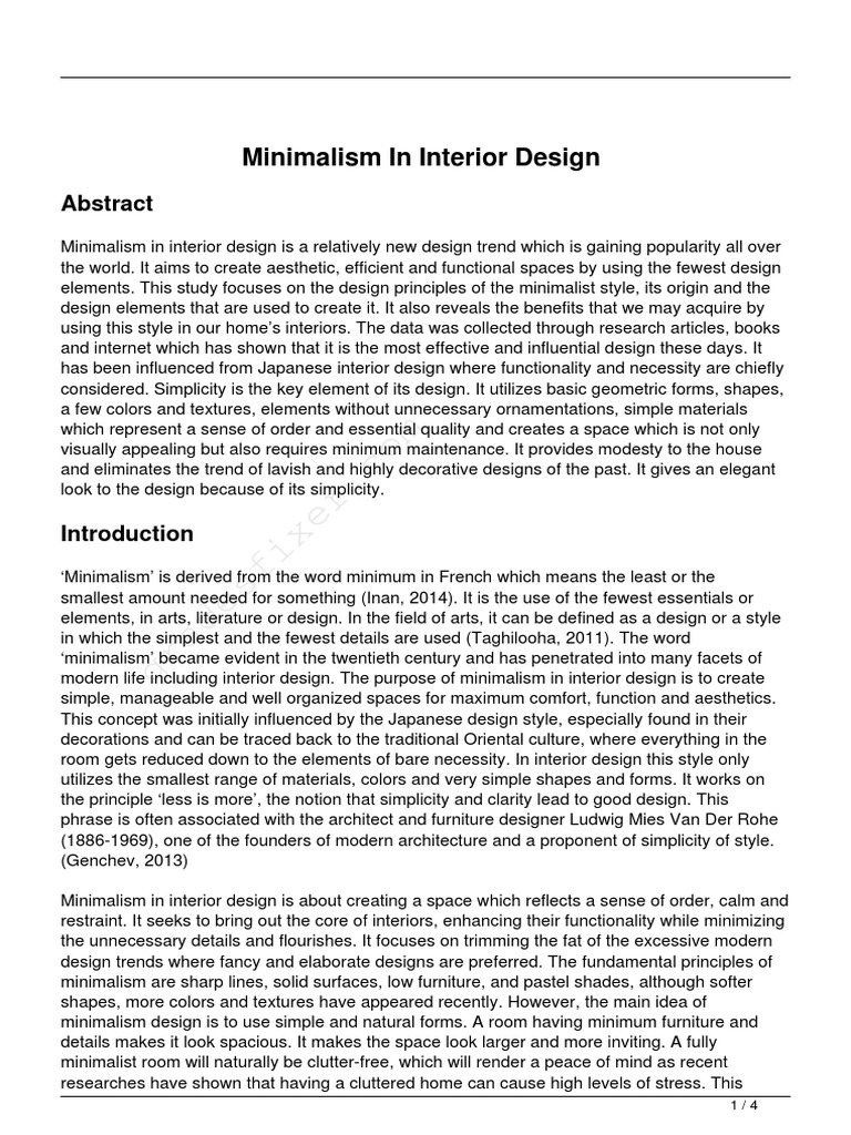 Minimalism in Interior Design | PDF | Minimalism | Abstract Art