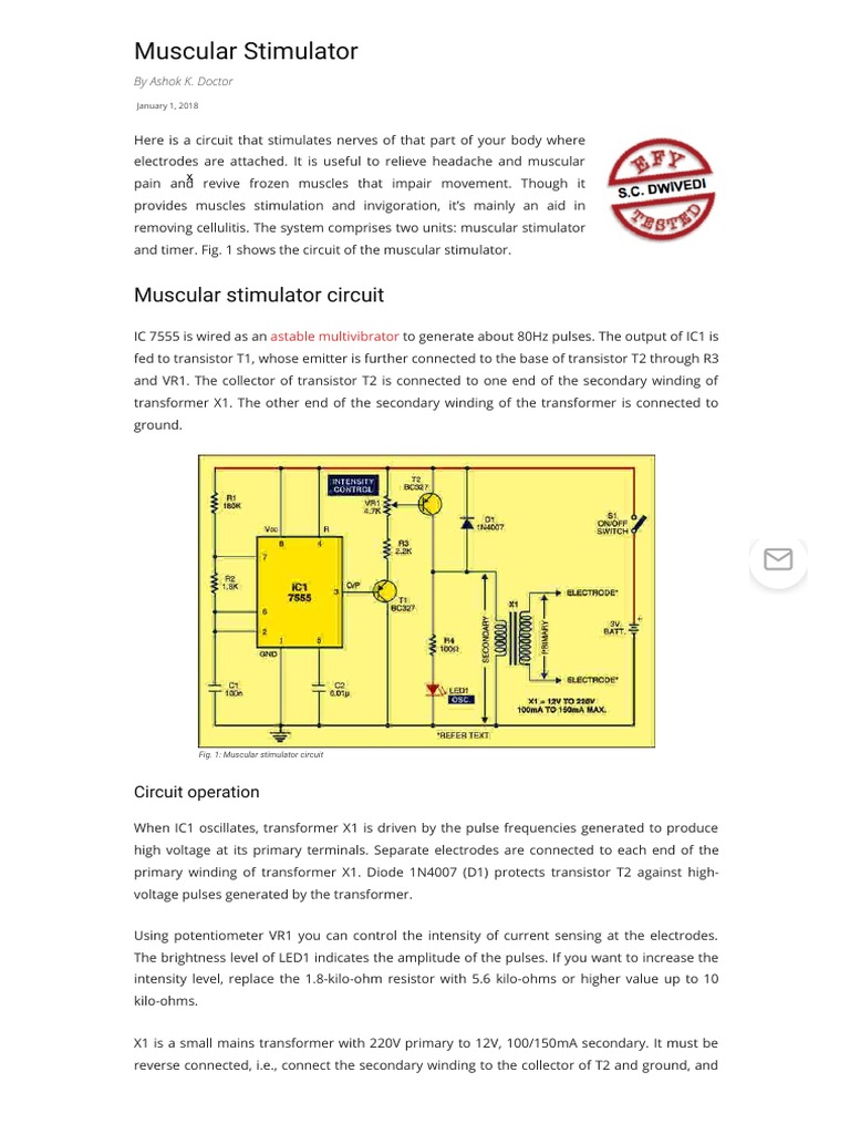 Muscular Stimulator Project - Detailed Circuit Diagram Available | PDF ...