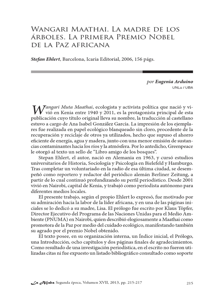 Wangari Muta Maathai | PDF | Kenia | Biografía