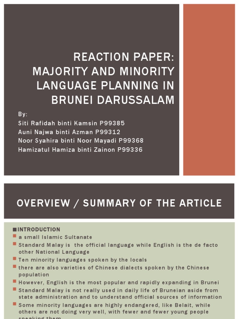 PRESENTATION PPT - REACTION PAPER Final | PDF | Brunei | Malaysia
