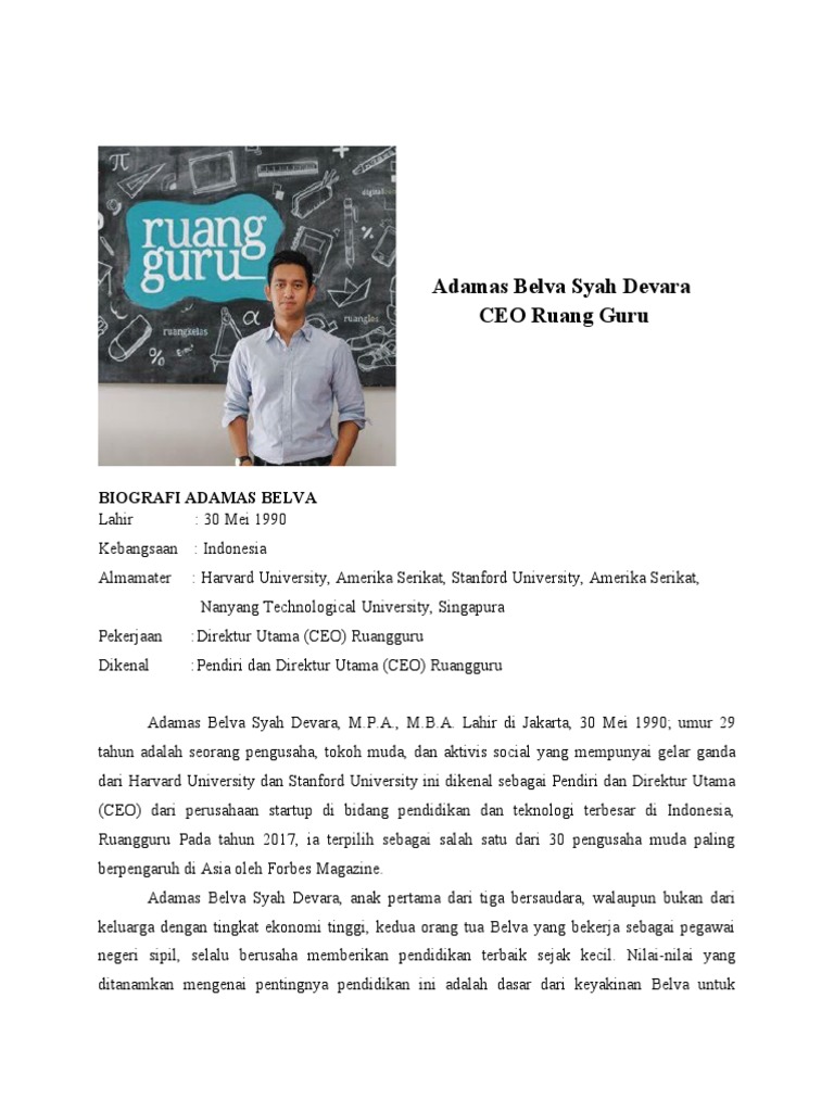 Adamas Belva Syah Devara CEO Ruang Guru | PDF