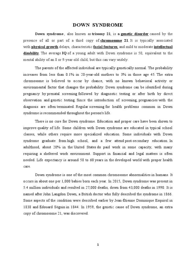 Down Syndrome | PDF | Down Syndrome | Diseases And Disorders