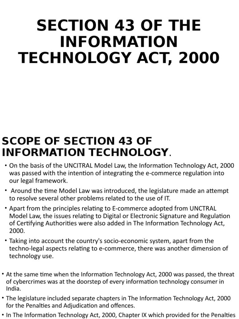Section 43 of IT Cyber Law | PDF | Theft | Malware