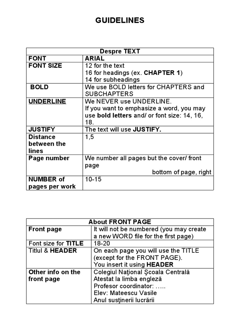 Guidelines: Despre TEXT Font Arial Font Size | PDF | Graphic Design ...
