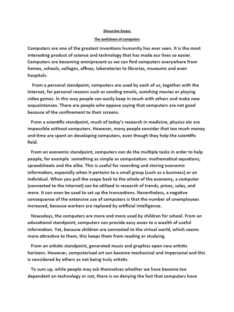 The Usefulness of Computers | PDF | Virtual World | Internet