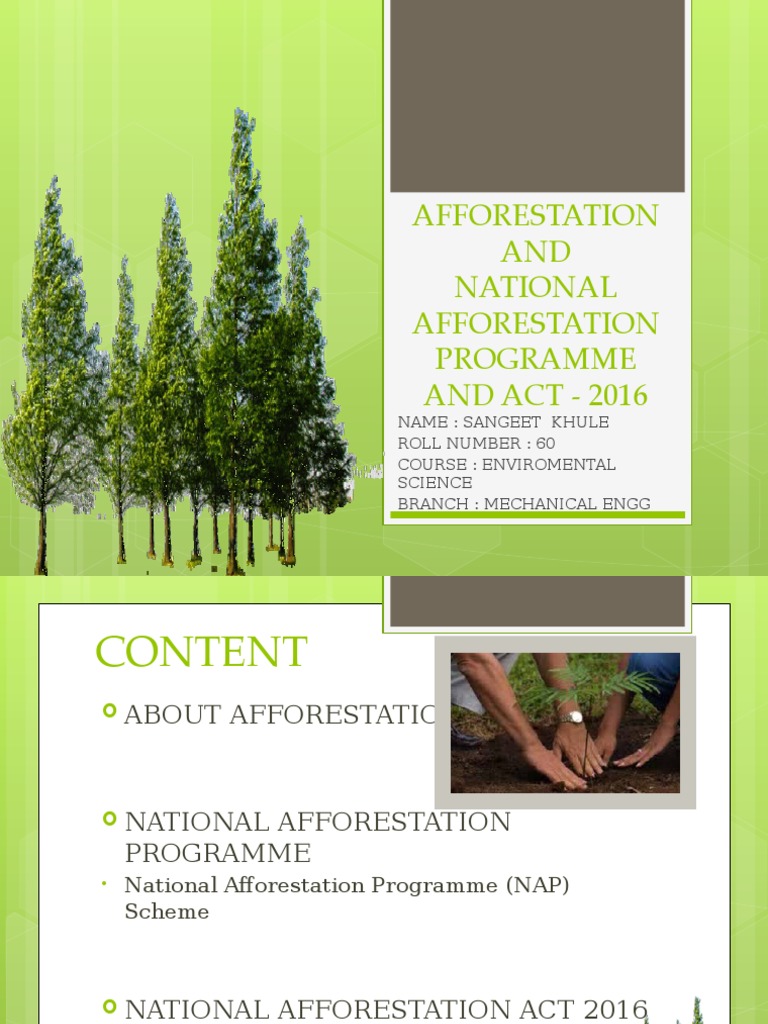 Afforestation AND National Afforestation Programme AND ACT - 2016 | PDF ...