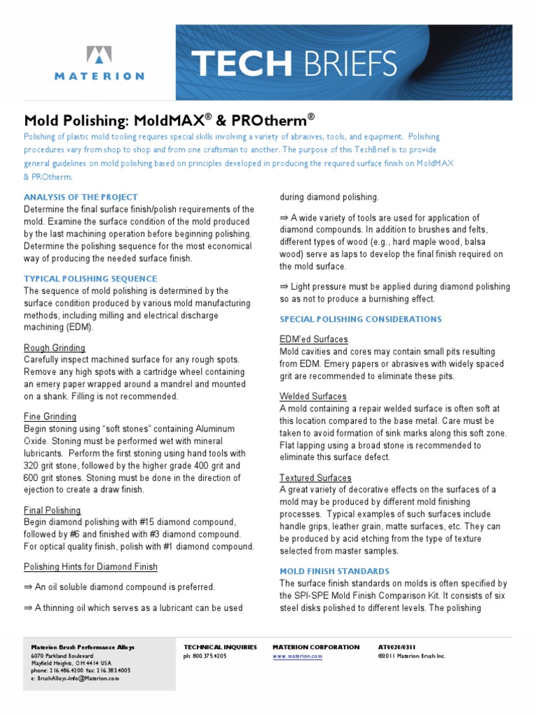 AT0020-0311 - Tech Briefs - Mold Polishing MoldMAX and PROtherm PDF ...
