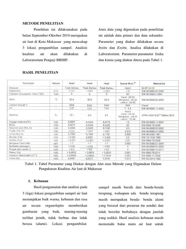 Analisis Dampak Parameter Kimia Fisika Air Laut | PDF