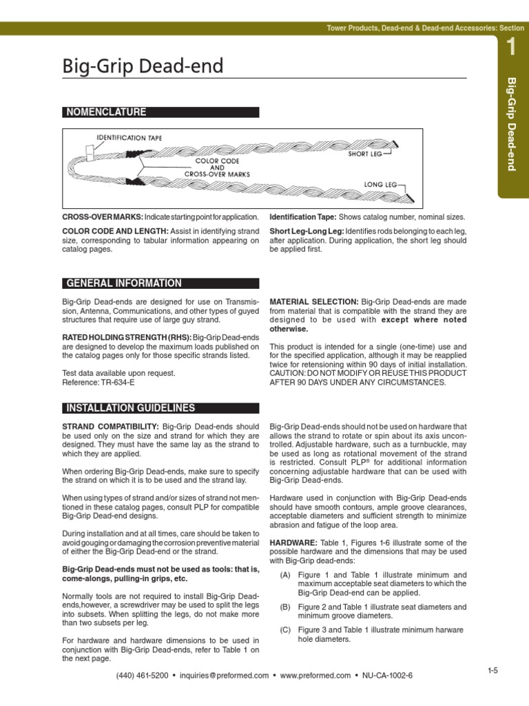Size Chart - Big Grip Dead Ends PDF | PDF | Pipe (Fluid Conveyance) | Rope