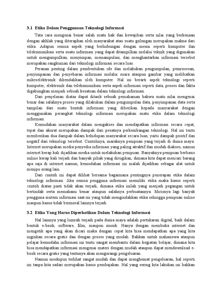 Etika Dalam Penggunaan Teknologi Informasi | PDF