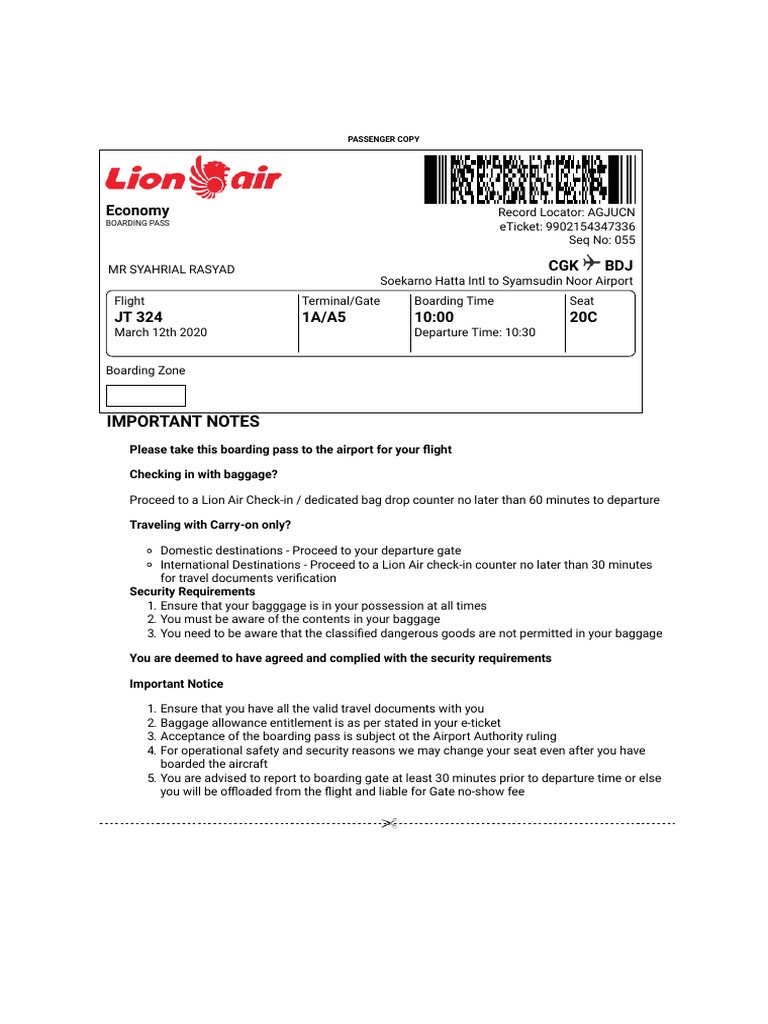 Confirmation - Check-In | PDF | Aviation | Transport