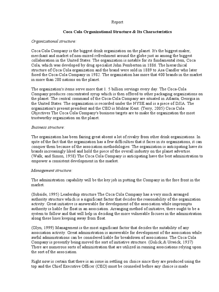 Coca Cola's Organizational Structure Overview | PDF | Coca Cola | The ...