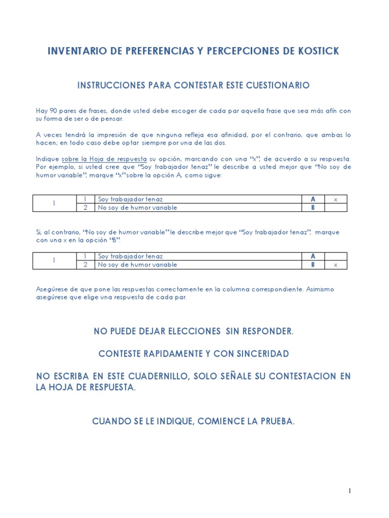 Kostick Cuadernillo | PDF