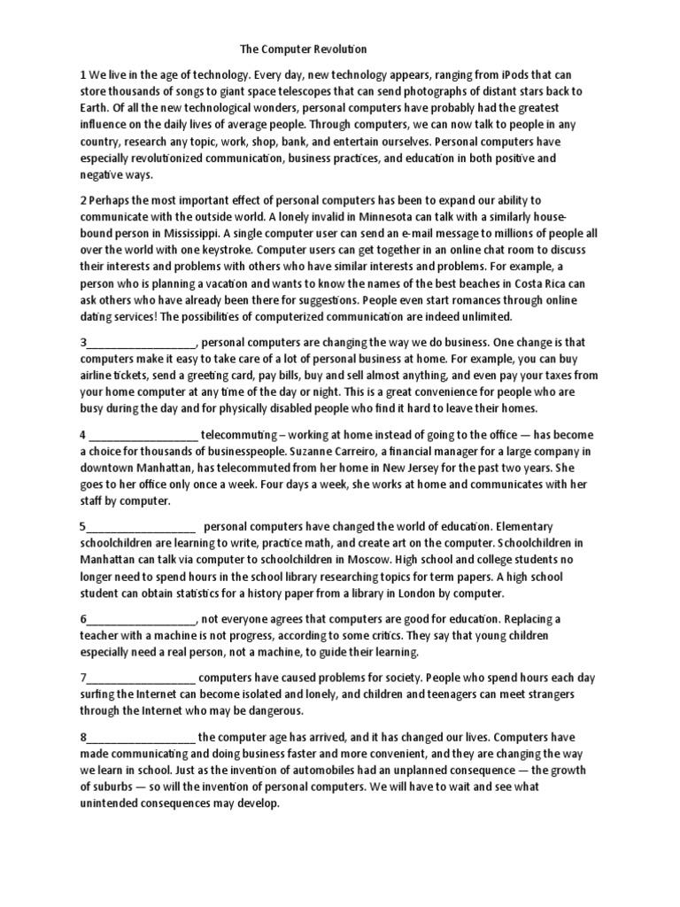 The Computer Revolution | PDF | Essays | Paragraph