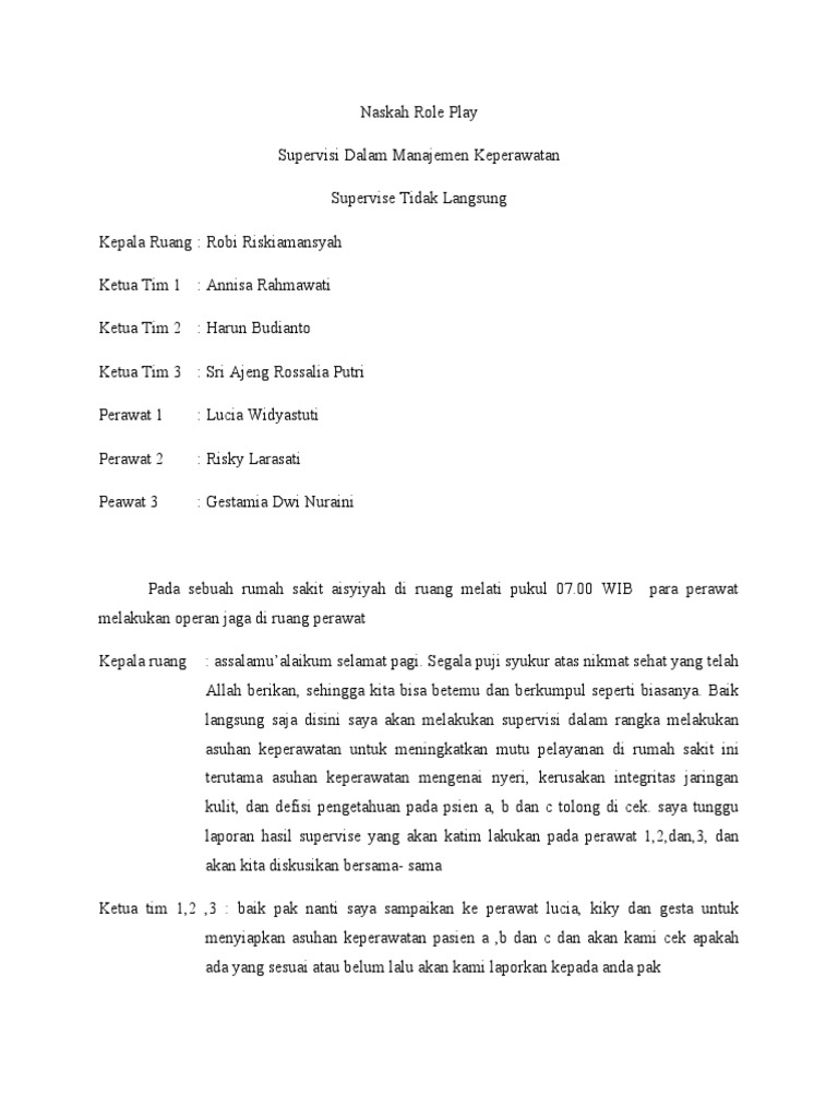 Naskah Role Play Supervisi Tidak Langsung | PDF