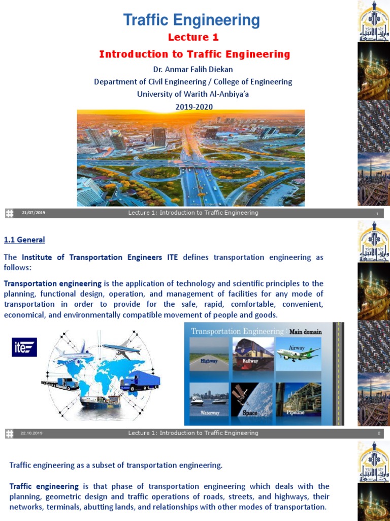 Lecture 1 (Introduction To Traffic Engineering) | PDF | Highway | Transport