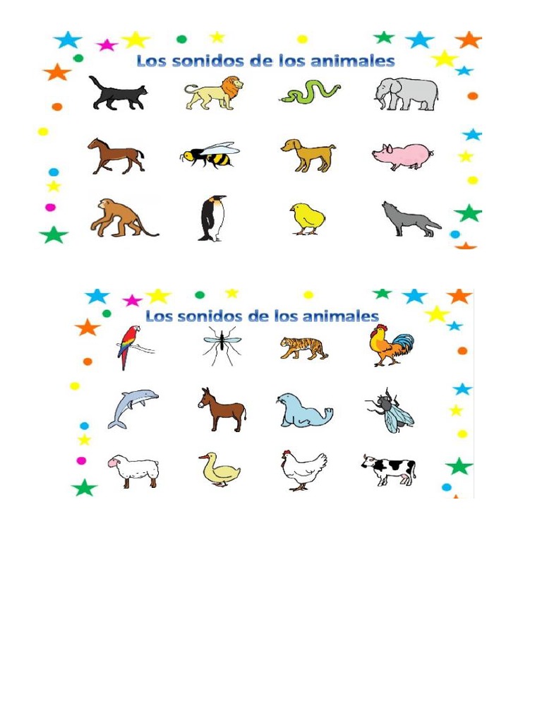 Bingo Sonoro Animales Cartones | PDF