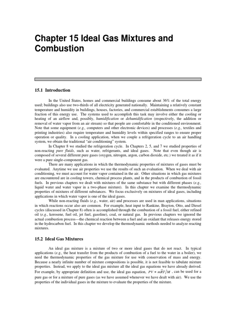 ch15 Ideal Gas Mixtures and Combustion | PDF | Humidity | Water Vapor