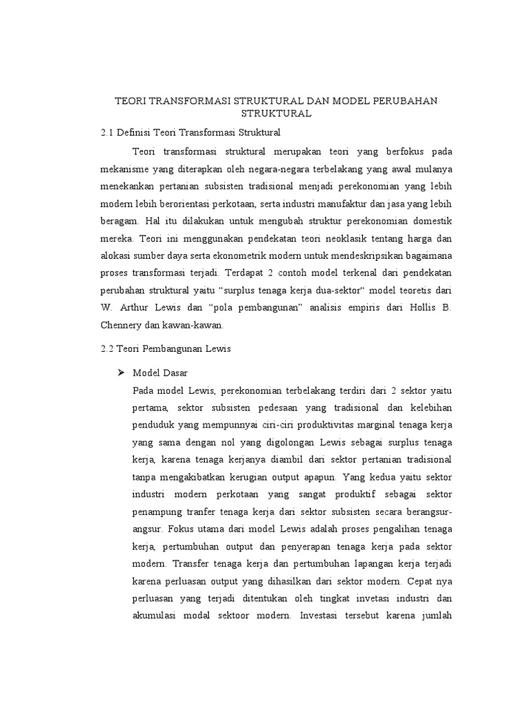 2.1teori Transformasi Struktural Dan Model Perubahan Struktural | PDF